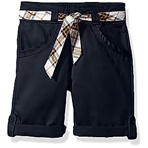Eddie Bauer Girls' Twill Short (More Styles Available), Belted Navy, 6
