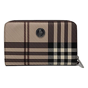 Savvycents Cash Budgeting Wallet (Brown plaid), Zip Around, Accordion File System, Wristlet Strap, Women's Wallet