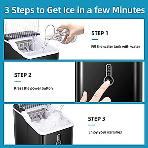 Countertop Ice Maker Machine, Portable Compact Ice Cube Maker with Ice Scoop & Basket, 26Lbs/24H Ice Machine for Home/Kitchen/of