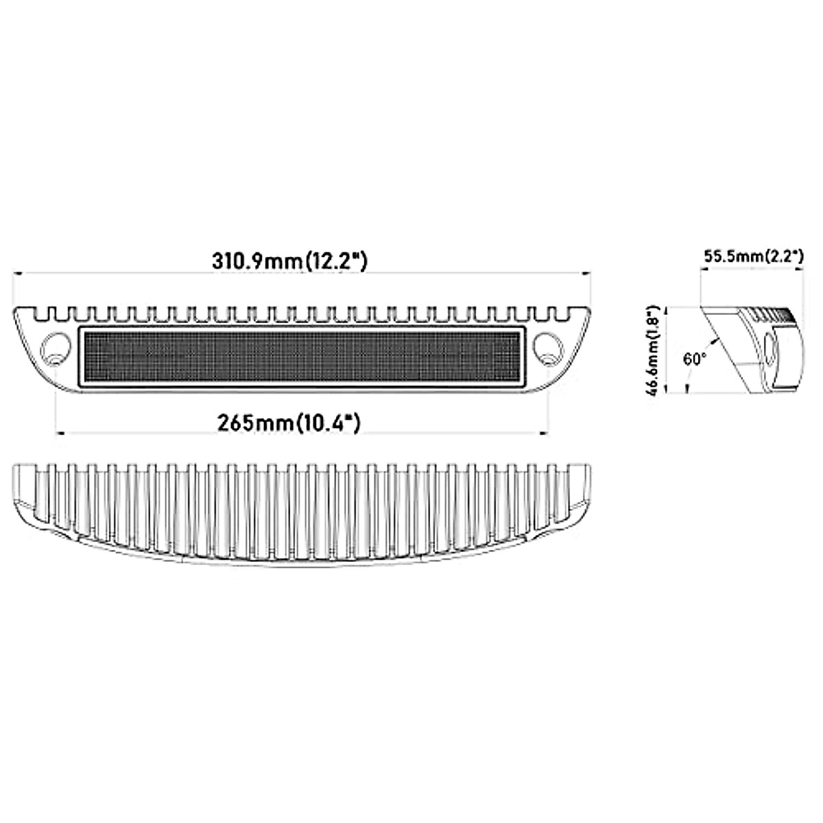 Raycharm 12.2" RV & Boat Low-Profile LED Porch Light Fixture, 40° Down Angle Focused Flood Beam, 6000K Cool-White Super Bright, High Light-Output Low Ampere, Wateproof White Finish, 12V/24V, 1-Pack