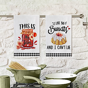Hexagram Funny Kitchen Towels Set of 4, Cute Dish Towels for Kitchen Housewarming Kitchen Gifts for New Home, Tea Towels for Hostess