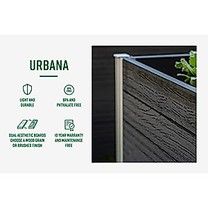 Vita Urbana 16 inch x 56 inch x 33 inch Embossed Vinyl Large Parklette Planter, Slate Grey, Gray, PVC, Woodgrain, BPA and Pthalate Free, VT17613
