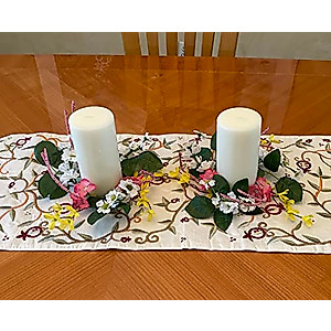 Worth Imports 12" Cherry Forsythia Daisy, Pink, Set of 2 Candle Ring
