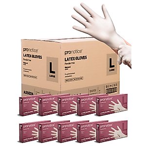 Pronotice Disposable Latex Glove, White, General Purpose, Powder Free, Food Safe, Cleaning Gloves, Full Case 1000 Gloves (X-Large)