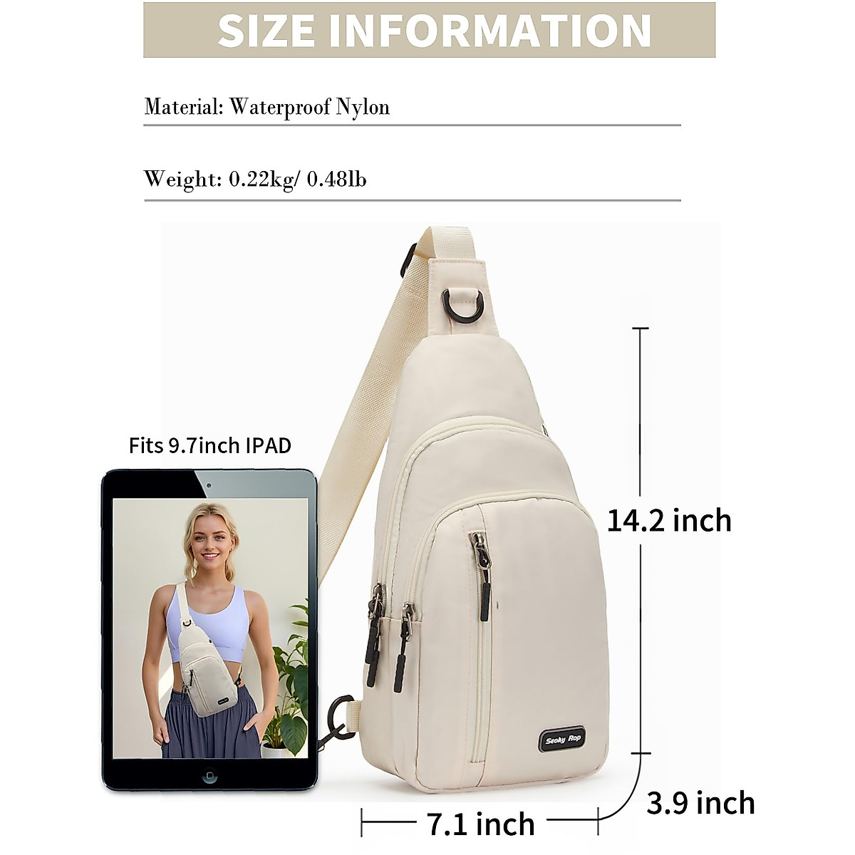 Small Sling Bag for Men Women One Strap Shoulder Crossbody Backpack with USB Charging Port for Hiking Cycling Travel Black