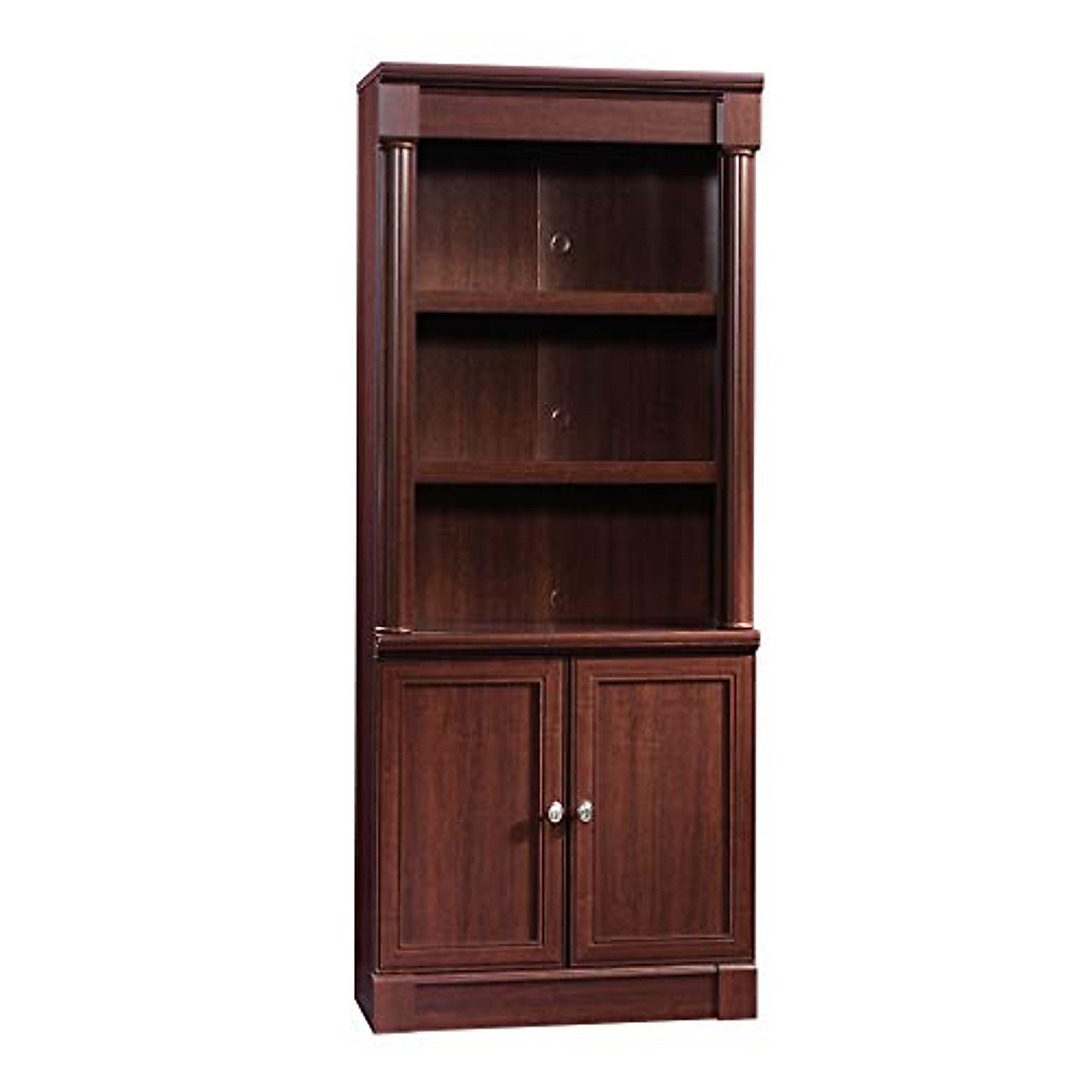 Sauder Palladia Library with Doors, Select Cherry Finish & Select Collection 5-Shelf Bookcase, Select Cherry Finish