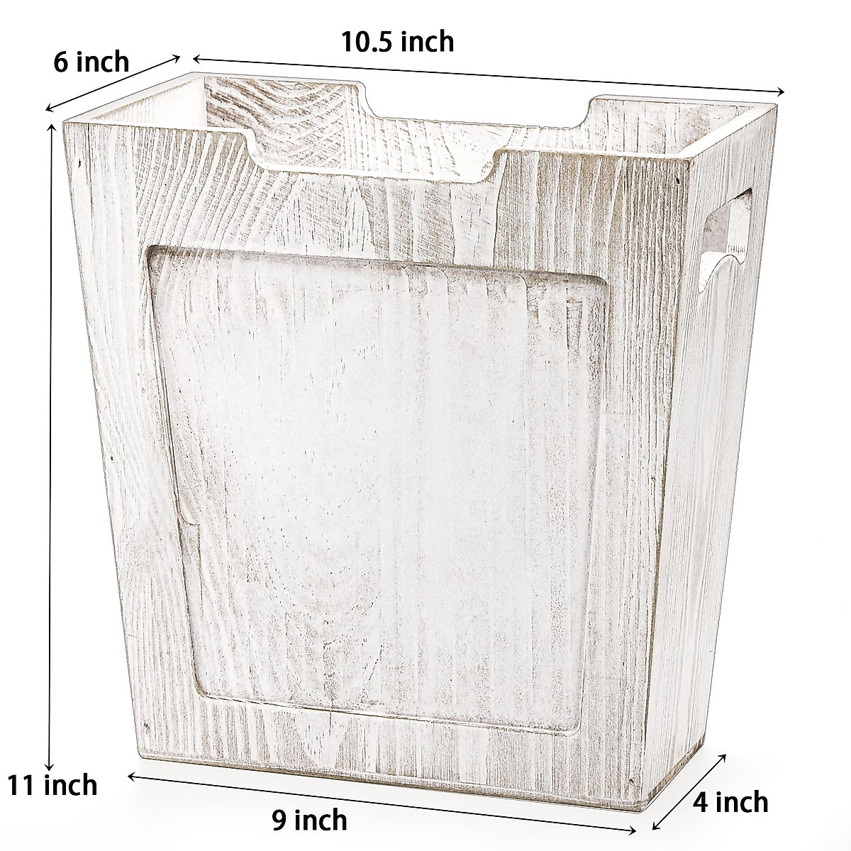 TOPZEA Wood Trash Can, Rectangular Rustic Wooden Waste Basket Farmhouse Wastebasket Bin with Handle Small Narrow Garbage Can Trash Bin for Near Desk, Bedroom, Office, Bathroom, Living Room Decor