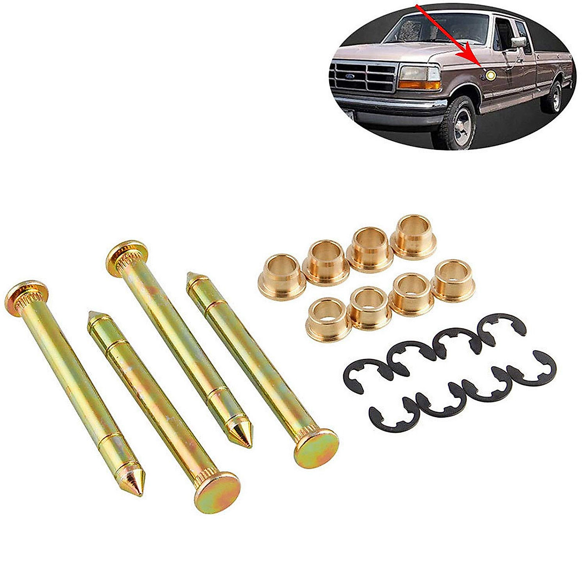 Door Hinge Roller Pin Door Hinge Pin and Bushing Kit Hinge with Pin LEDAUT Replacement for Ford F150-F350 Bronco SUV