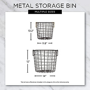 DII Metal Wire Mesh Stackable Utility Storage Bin, Small Round, 12x12x10, Cool Gray