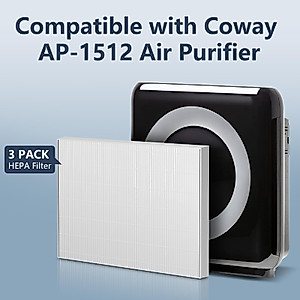 Midiex 3 Pack AP-1512HH Air Purifier Replacement Filter for Coway Airmega AP-1512HH and Airmega 200M air Purifier, H13 True HEPA for AP1512HH Filter Replacement