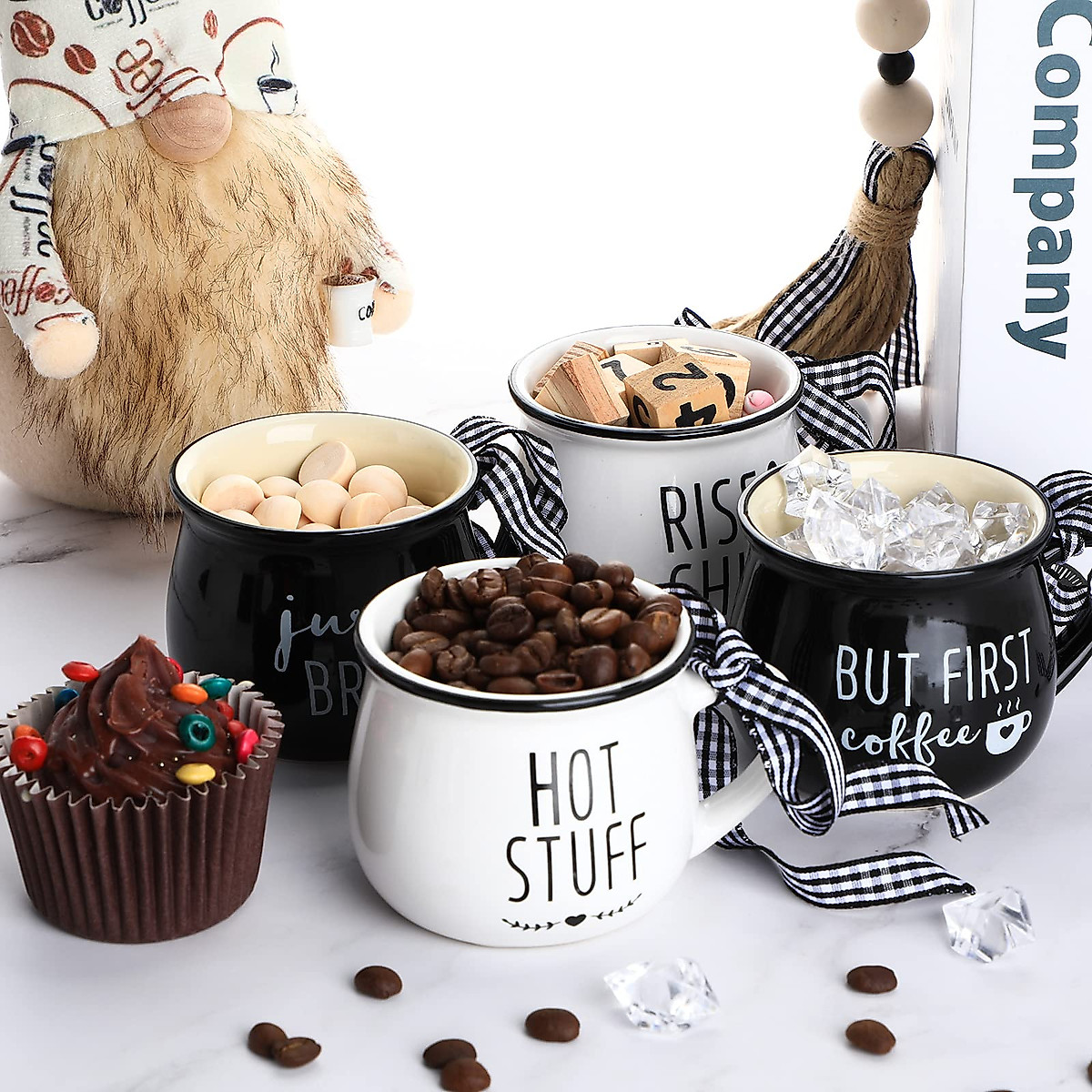 Patelai Espresso Cup, 5 Ounces Mini Coffee Mug Set, Christmas Gift for Women Mom Coffee Lover Farmhouse Coffee Bar Tiered Tray Decor Birthday Housewarming Gift (Classic Style)