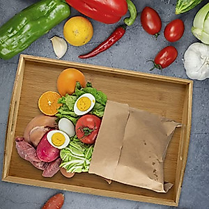 4 Packs Bamboo Serving Tray with Handles, Portable Bed Tray for Breakfast Dinner, Eating Trays for Living Room,Restaurants