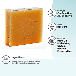 360Feel Bay Rum Soap - Handmade Bar with Woodsy Sweet, Spicy Scent and Bay Rum Shaving Soap - Gift Ready for Men - Castile Man - 5 Ounce