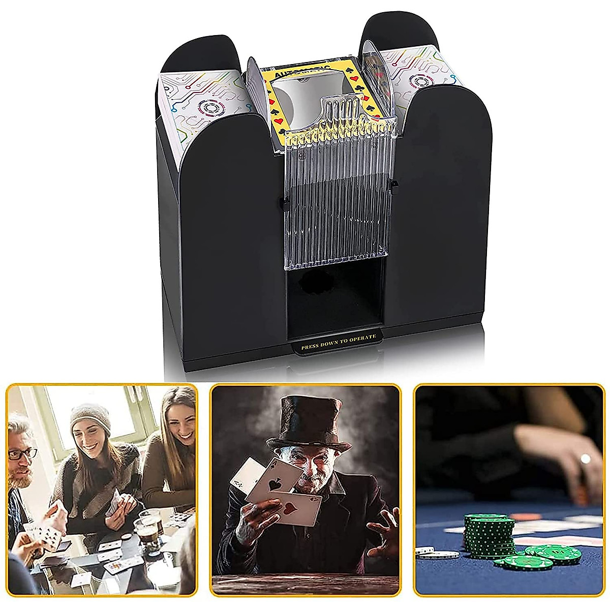 Nileole 6 Decks Automatic Card Shuffler, Battery-Operated for UNO,Phase10, Texas Hold'em, Poker, Home Card Games, Blackjack, Party Club