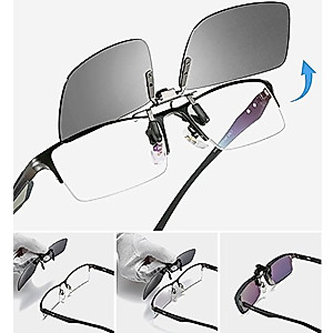 NEWON 3 PACK, Clip on Flip up Polarized Sunglasses For RX Eyeglasses, UV Protection Shades Lens Over Prescription Glasses, Black+Blue mirror+Yellow