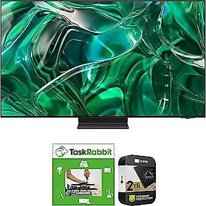 SAMSUNG QN55S95CAFXZA 55 inch HDR Quantum Dot OLED Smart TV 2023 Bundle with TaskRabbit TV Installation/Wall Mounting Voucher and 2 YR CPS Enhanced Protection Pack