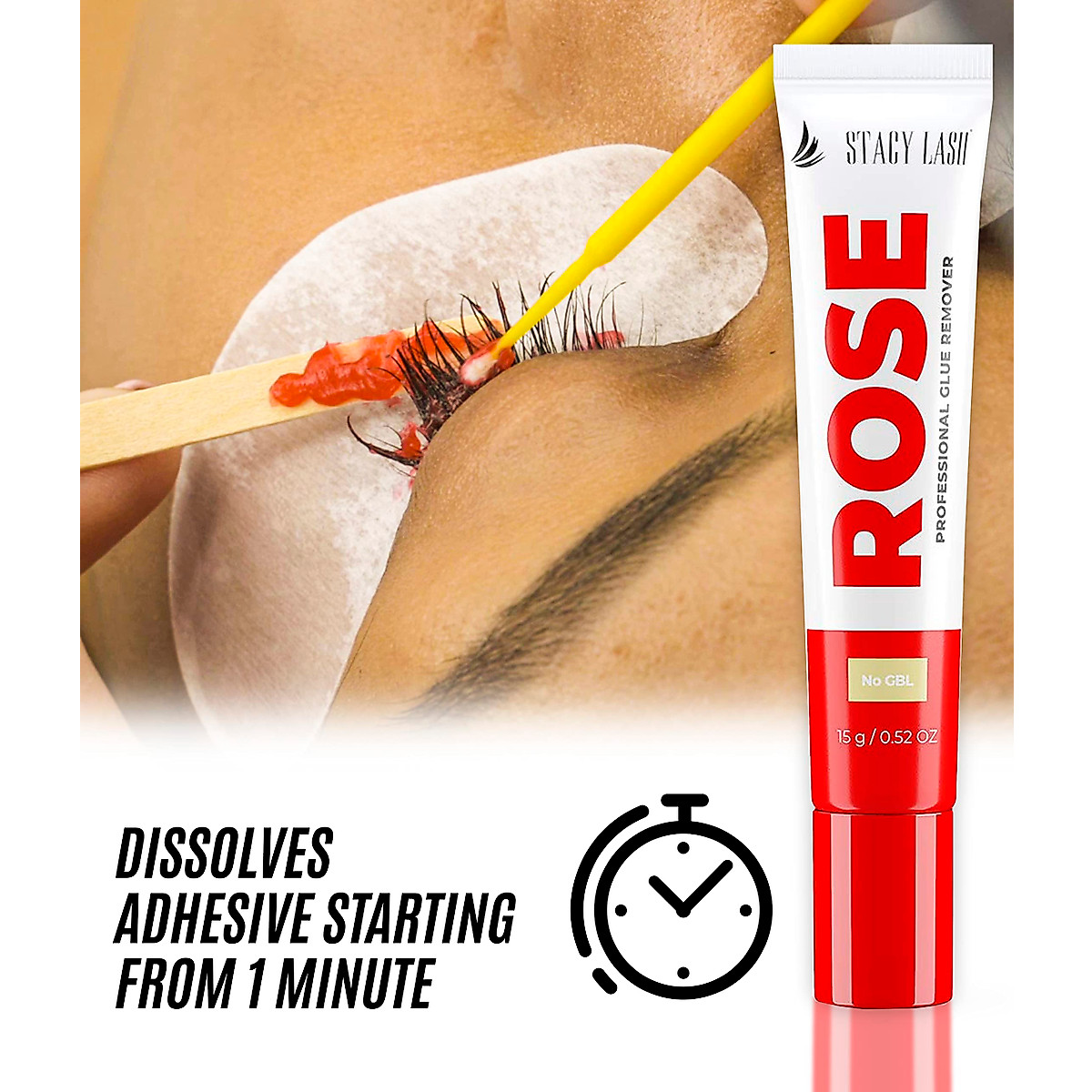 Lash Remover for Lash Extensions by Stacy Lash (0.52oz / 15g) / Rose Eye Lash Glue Remover/Fast Adhesive Dissolution time - 60 sec/Professional Eyelash Extension Supplies/Salon Lash Removal