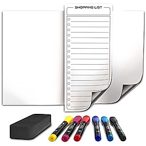 Magnetic Dry Erase Board for Fridge Whiteboard Magnetic White Board Refrigerator Magnet 8”X12” Magnetic Whiteboard for Fridge & Shopping Grocery List - 6 Dry Erase Markers Included
