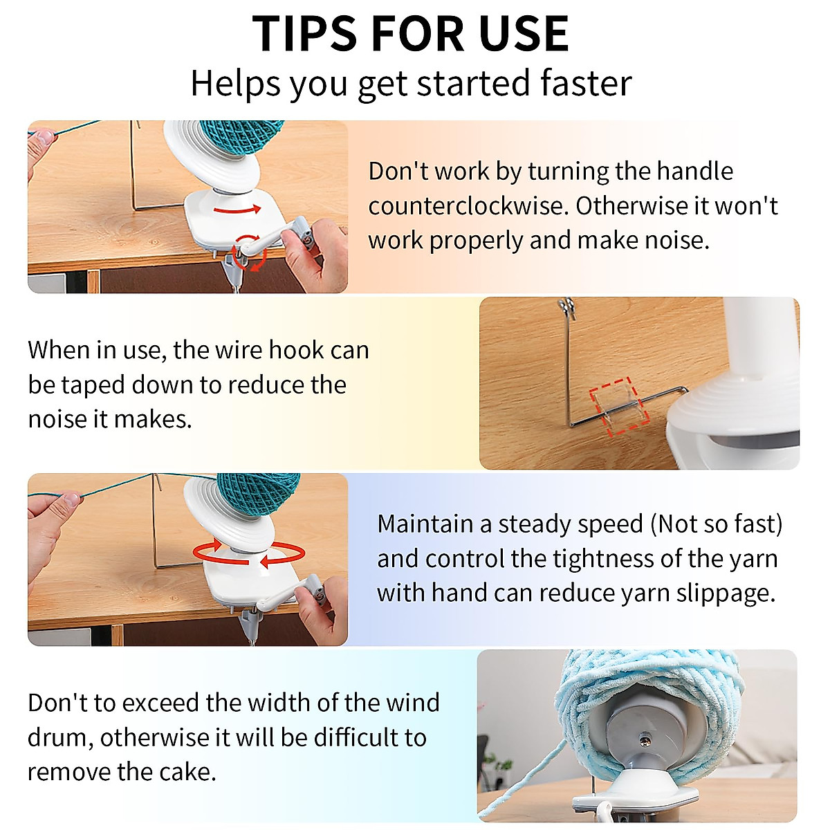 SPEENSUN Yarn Winder, Yarn Ball Winder, Easy-to-Install Efficiently Yarn Cake Winder Make Neat 3.5 oz Yarn Cake with Lower Noise, Yarn Winder for Crocheting for Crochet and Knitting Enthusiasts