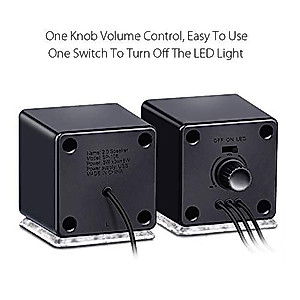 ARVICKA Computer Speaker, LED Accents USB Speaker Small Mighty Solid Wired Multimedia Speaker for PC Monitor Desktop Laptop Gaming Smartphones Tablets Projectors TVs, Black