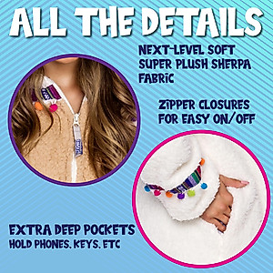 Funziez! Slim Fit Sherpa Adult Onesie - Animal Halloween Costume - Plush One Piece Cosplay Suit for Women and Men