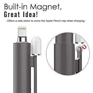 MoKo Holder Case for Apple Pencil 1st Generation, Retractable Apple Pencil 1st Case Protective iPad Pencil Sleeve Skin Cover with Clip - Dark Gray