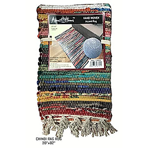 About Home Handwoven Multicolored Rag Rug for Living Room, Kitchen Floor 20"x 32"