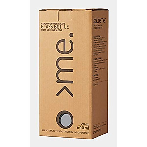 SQUIREME. Y1 Borosilicate Glass Water Bottles, Clear Bottle, Reusable, BPA Free, Tumbler, Dishwasher Safe, Drink Container, Silicone Sleeve, Easy-Off Lid, Hot and Cold Liquid, Concrete Grey 20oz