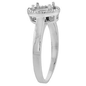 Sterling Silver Diamond Halo Natural Aquamarine Ring Oval 6X4 mm, 3/8 inch wide, size 9