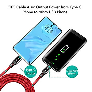 AGVEE 2 Pack 3ft USB-C OTG to Micro USB Cable, Braided Charger Data Sync Cord Charging Wire Adapter for Samsung Galaxy S7 S6, J7, J3, LG, PS4, Kindle, PS4 Xbox Controller, Android Phone, Red