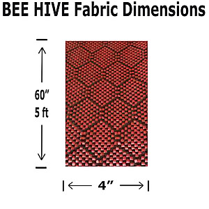 KARBXON - 4 in x 10 ft – Beehive Weave - Carbon Fiber Aramid Fabric - Red - 3K - 240g/meter - Beehive Weave 4” Wide Hemmed Fabric for Repair, DIY Projects (4, 10 ft)