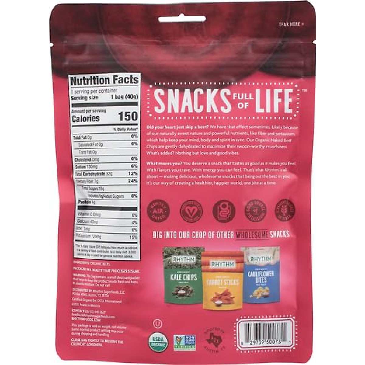 Rhythm Superfoods Naked Beet Chips, 1.4 Oz