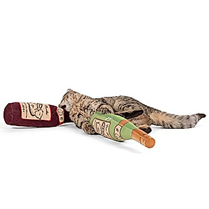 TWINCRITTERS KittiLush 2-Pack Organic Silvervine Catnip Substitute Toys for Cats & Kittens | 100% All-Natural Wild Harvested Silvervine | 2 TWINCRITTERS Refillable Wine Bottle Plush Cat Toys