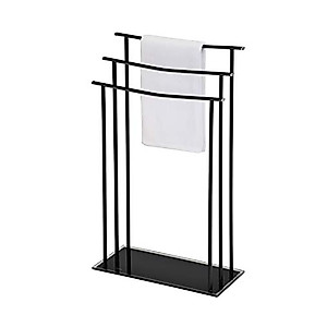 Kings Brand Furniture - Silfax 3 Tier Metal/Glass Freestanding Bathroom Towel Rack Stand, Black
