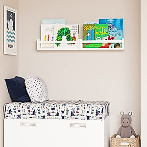 Wallniture Madrid Book Shelves for Kids Room Decor and Nursery, 17" Floating Shelves for Wall, White Bookshelf Set of 2