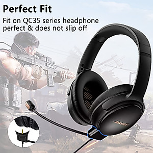 ShiRain Boom Microphone Cable Replacement Compatible with Bose QC35 & QC35 II Headphones Noise-Cancelling with Volume Control and Mute Switch for PC, Laptop, PS4, PS5, Xbox One Controller black