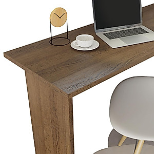 Madesa Modern L Shaped Desk 59 Inch with 2 Drawers and 4 Storage Shelves Home Office Corner Study Table Unit for Kids and Adults - White/Brown