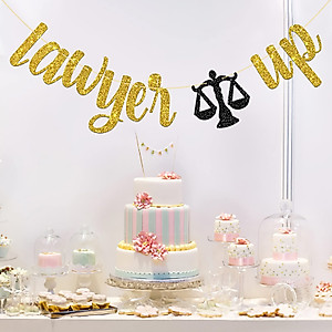 MonMon & Craft Lawyer Up Banner / Law Graduate Party Decor / Congrats Lawyer Graduation Activities / Law School Graduation Party Decorations Gold Glitter