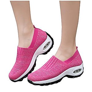 FlekmanArt Sneakers for Women Walking Women Walking Shoes Winter Womens Tennis Shoes Nurses Women Sneaker Wide Hypersoft White Women's Sneakers(6.5,4-Hot Pink)