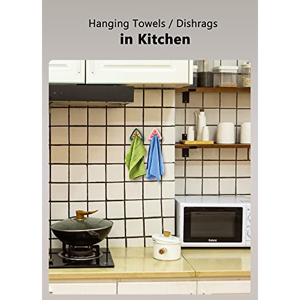 Tswcbyy 4 Pieces Self Adhesive Towel Hooks ,Hand Towel Holders, Kitchen Towel Hooks, Wall Mount Push Hooks for Kitchen, Bathroom, Camper, Rv, Easy to Install and Fun to Use