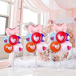 Table Balloon Stand Kit - 7 Sets,Reusable Clear Balloon Holder Stand for Table with Balloon Flower Clips,Glue Dot for Birthday Wedding Party Decorations,Christmas,Happy Birthday Balloons Decorations