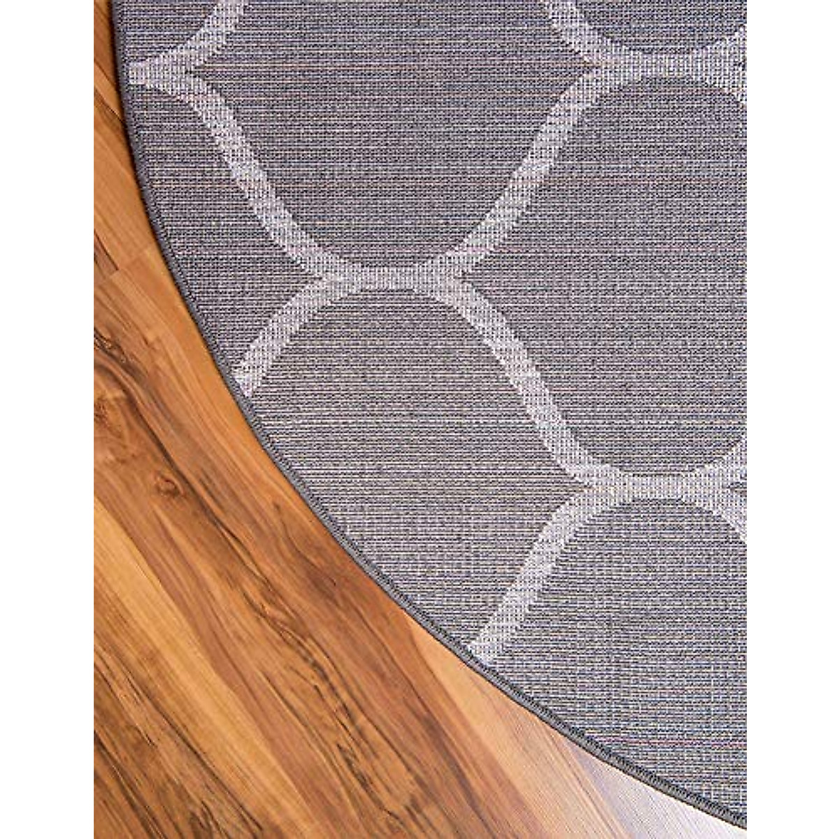 Unique Loom Trellis Frieze Collection Area Rug - Rounded (6' Round, Dark Gray/ Ivory)