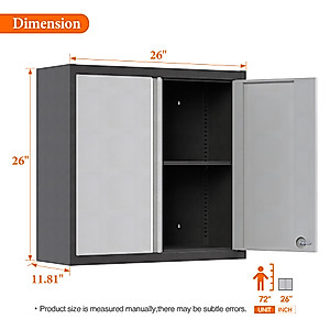 SUXXAN Metal Wall Cabinets for Storage with Lock,Steel Garage Hanging Cabinet with 1 Adjustable Shelf and 2 Doors,Garage Cabinet Upper,Wall Mounted Metal Cabinet for Office and Home