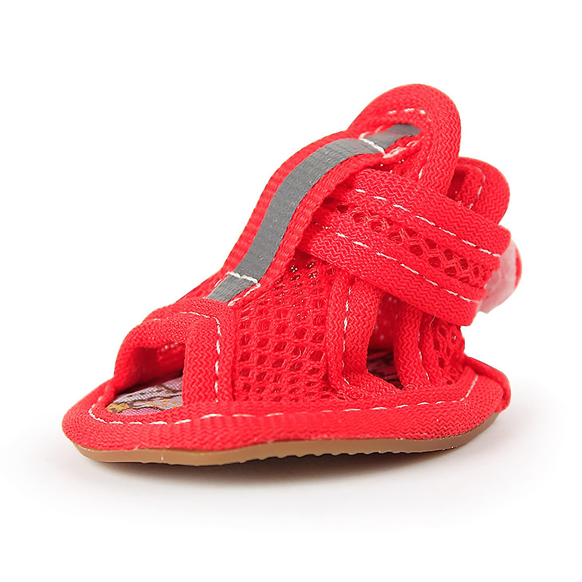 Breathable Mesh Dog Sandals for Summer, Pet Sandals for Small Dogs, Red, Blue, Yellow, Red Doggie Shoes, Paw Protectors for Dogs Red Label 5
