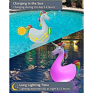 LOGUIDE Floating Pool Lights,Unicorn Pool Party Decorations,2 Pcs Solar Pool Lights Waterproof,Inflatable Pool Lights That Float for Pool Gifts Spa Patio Wedding Party Christmas Decor