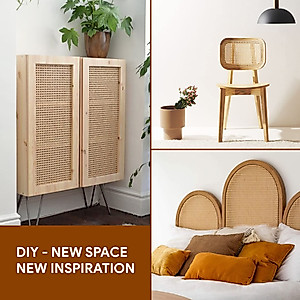 KOLWOVEN 24" Width X 2 Feet Plastic Cane Webbing for Caning Projects Natural Pre - Woven Open Mesh Cane - PE Rattan Cane Webbing Rattan Roll Cabinet Chair (2 FEET)