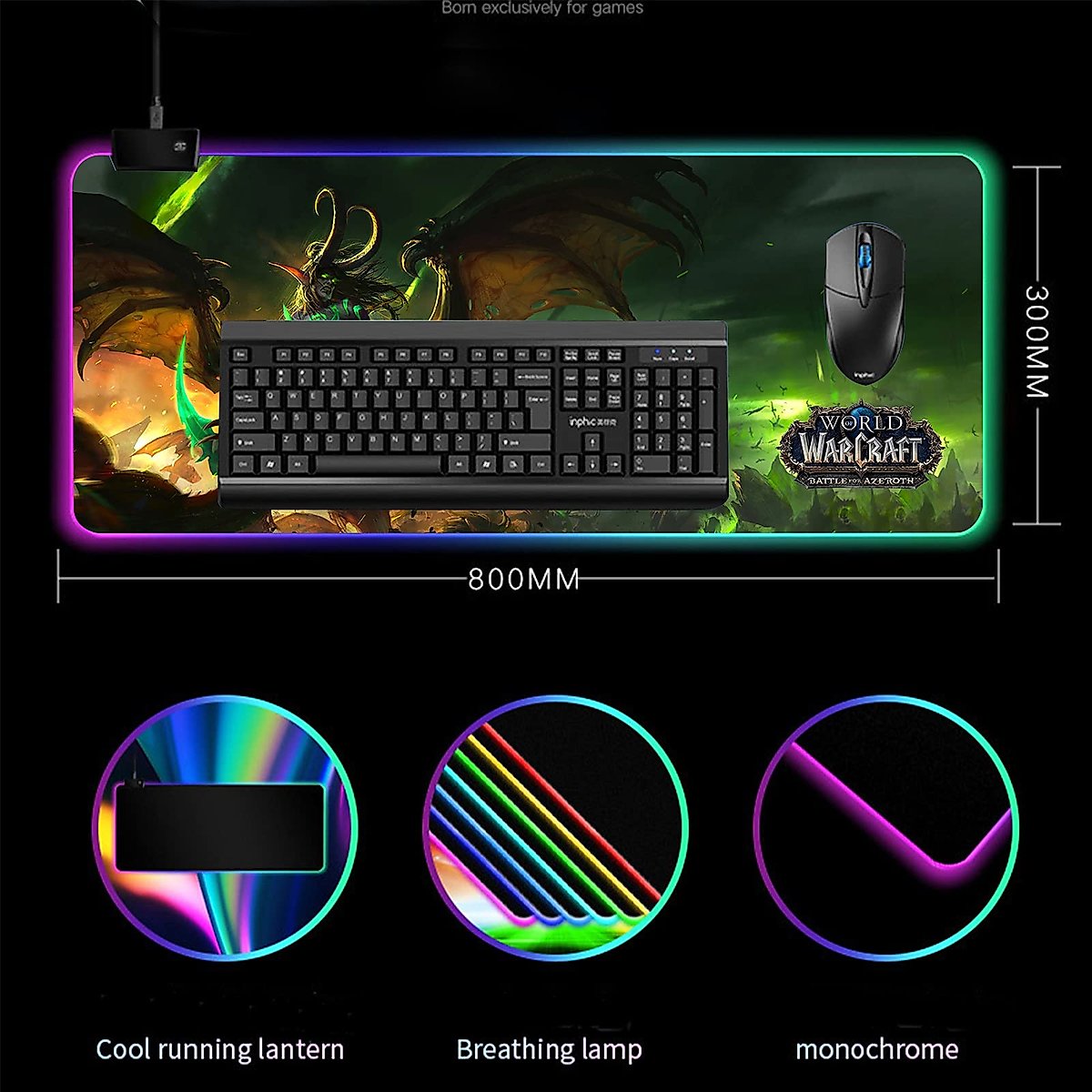 Illidan RGB Soft Gaming Mouse Pad Large Oversized Glowing Led Extended Mousepad Non-Slip Rubber Base Computer Keyboard Pad Mat 31.5X 11.8in