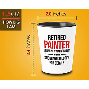Flairy Land Painter Shot Glass 1.5oz - Retired painter - Art Teacher Gift Artist Painter Watercolorist Airbrush Potrait Paint Illustrator
