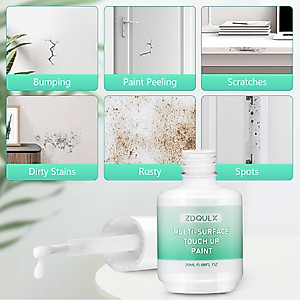 White Touch Up Paint, White Paint Pen with Sandpaper, Appliance Paint & Porcelain Touch Up Repair Kit, Multi Surface Paint Touch Up Pen for Walls, Door, Cabinets, Wood, Furniture, Interior & Exterior (White)