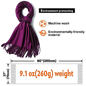 maamgic Women's Scarf Pashmina Shawls and Wraps for Evening Dresses Travel Office Winter Wedding Cashmere Feel Long Reversible Scarves Purple
